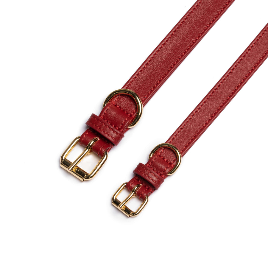 Scarlet Collar - A classic scarlet red dog collar made in Italy